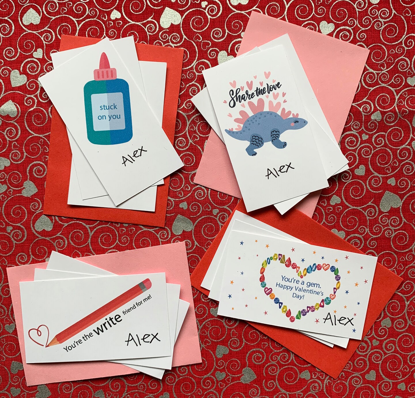Mini Valentines Cards, Personalized with your handwriting, set of 12 ...