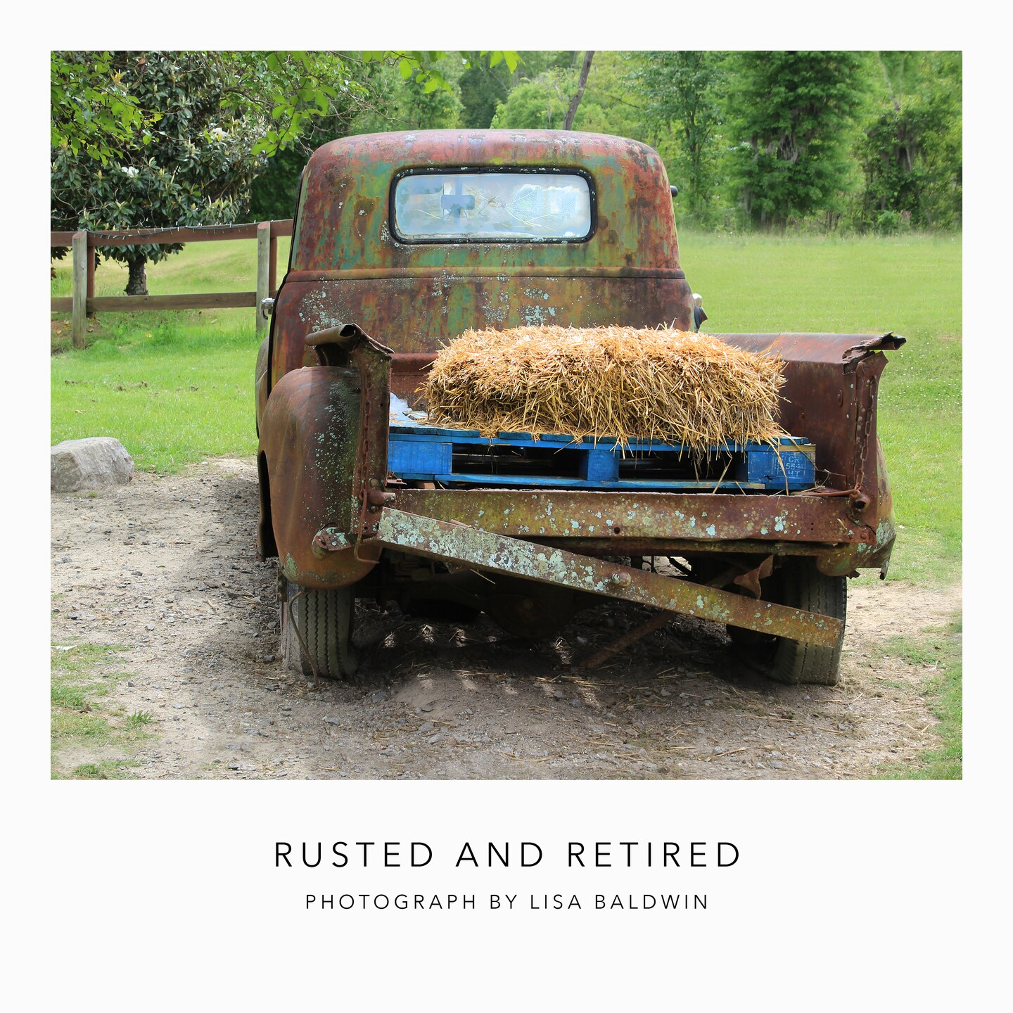 Rusted Old Truck with a Pallet and a Bale of Hay in the Truck Bed ...