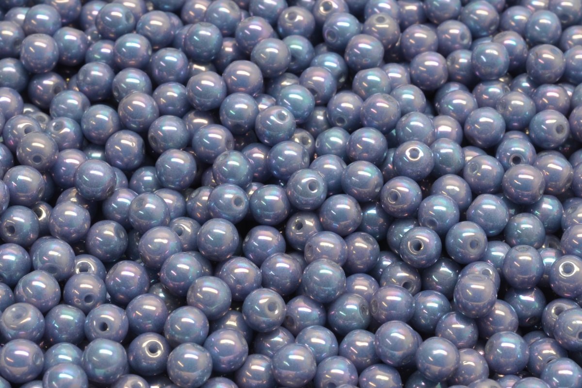 4mm Czech Round Druk Bead, Baby Blue Nebula, 50 pieces | Michaels