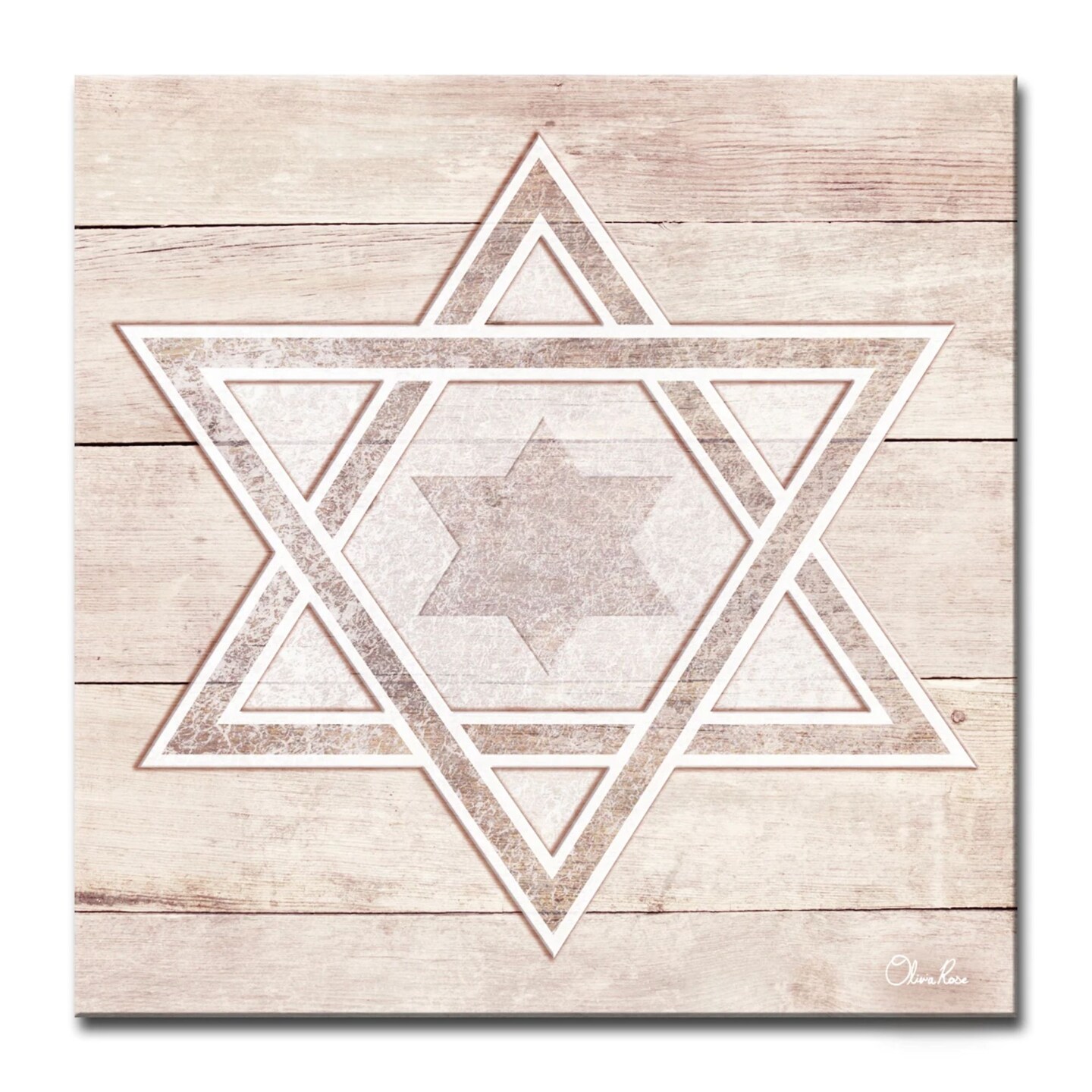 Crafted Creations Brown and Beige Star of David III Square Wall Art ...