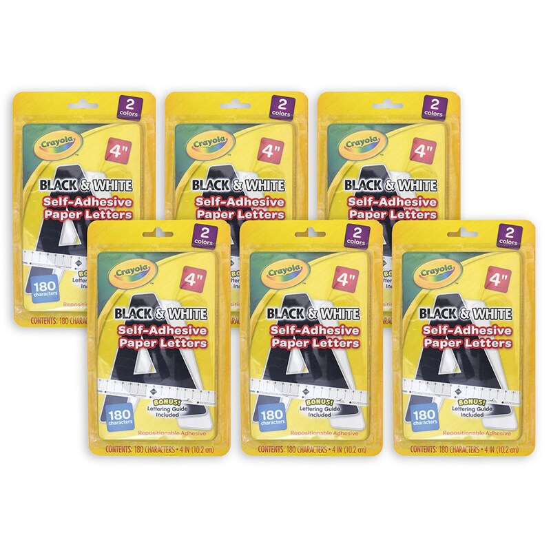 Self-Adhesive Paper Letters, Black & White, 4", 180 Characters Per Pack ...