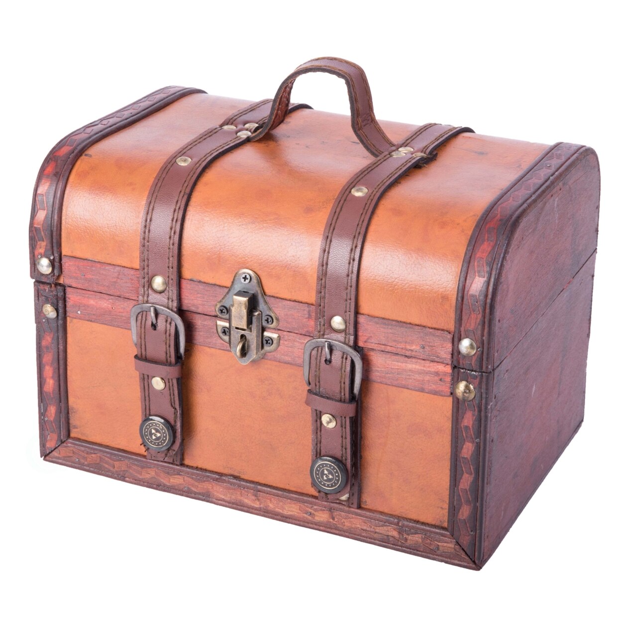 Decorative Leather Treasure Box Set Large Medium Antique Style Storage ...