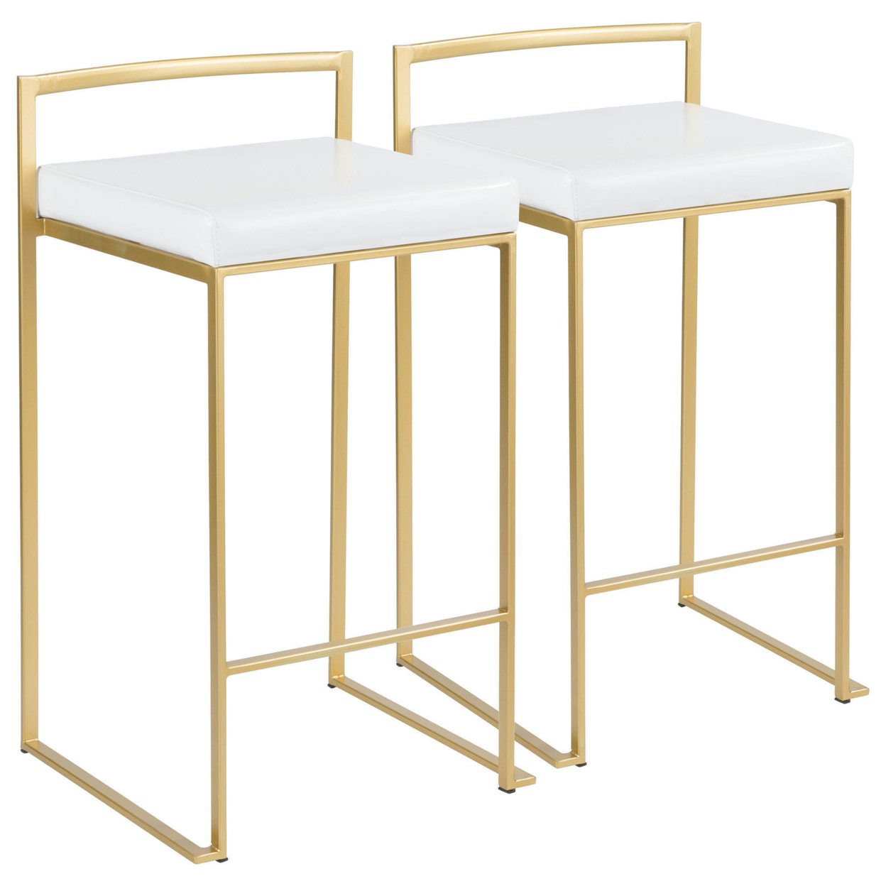 Lumisource Fuji Contemporary-Glam Counter Stool In Gold With White Faux ...