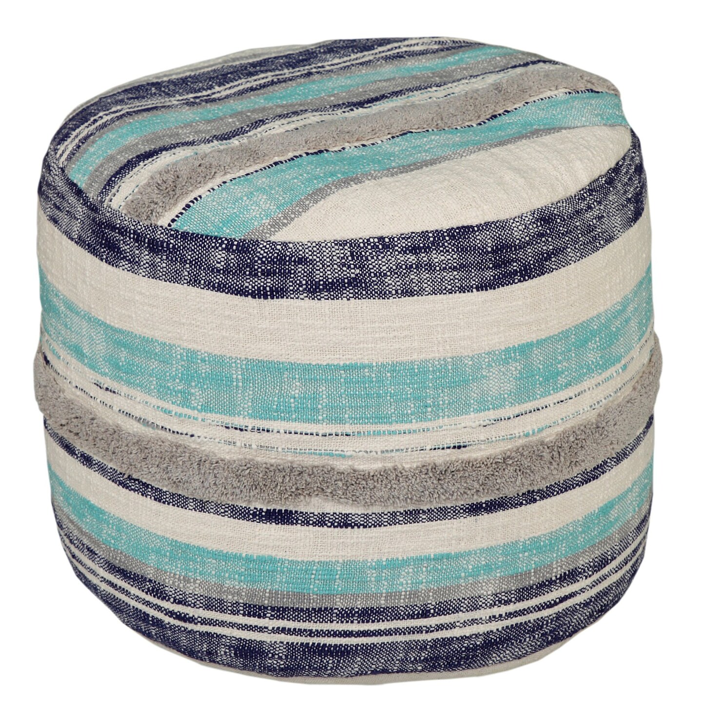 Laddha Home Designs 18" Navy Blue and White Geometric Striped Hand ...