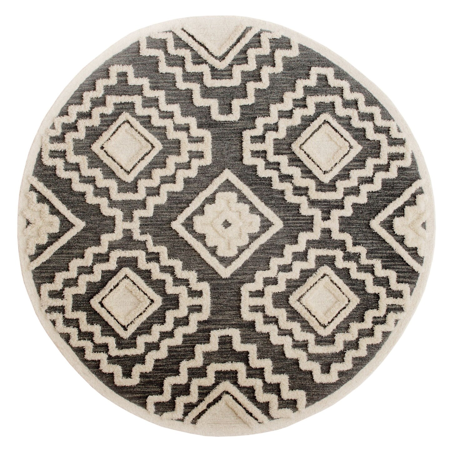 Laddha Home Designs 6' Gray and Beige Scandinavian Hand Tufted Wool ...