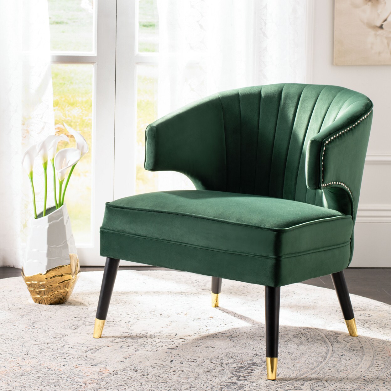 Safavieh Stazia Wingback Accent Chair Forest Green Black Michaels