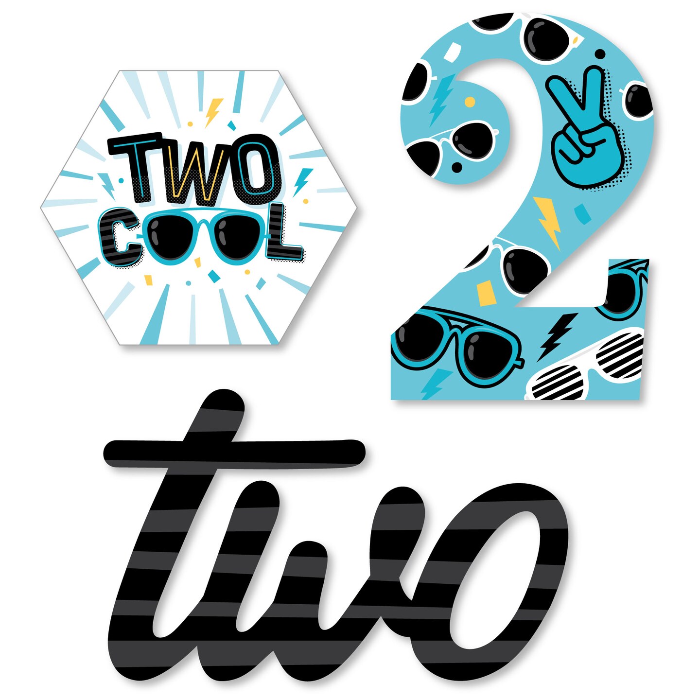 Big Dot of Happiness Two Cool - Boy - DIY Shaped Blue 2nd Birthday ...