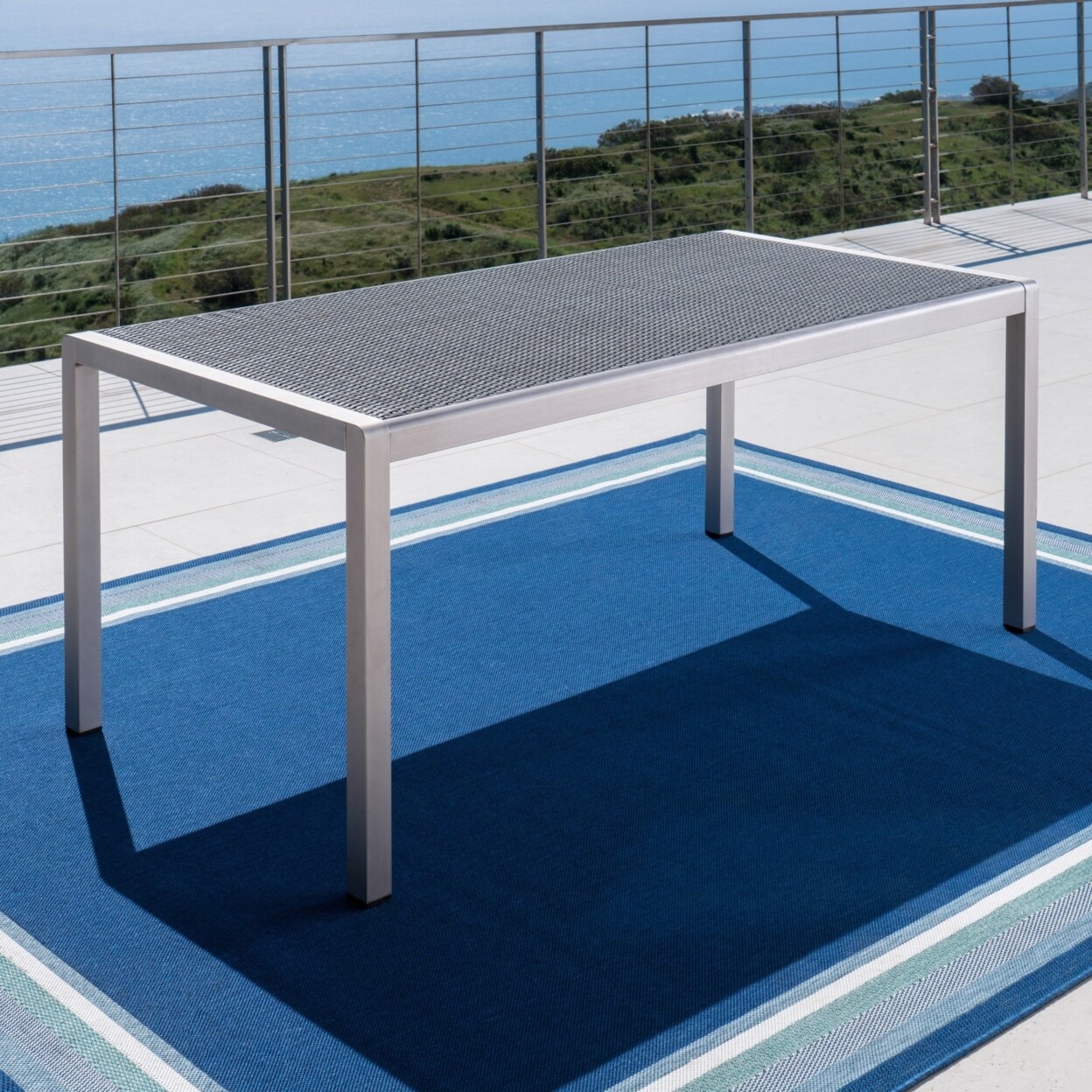 GDFStudio Coral Bay Outdoor Aluminum Dining Table with Wicker Top ...