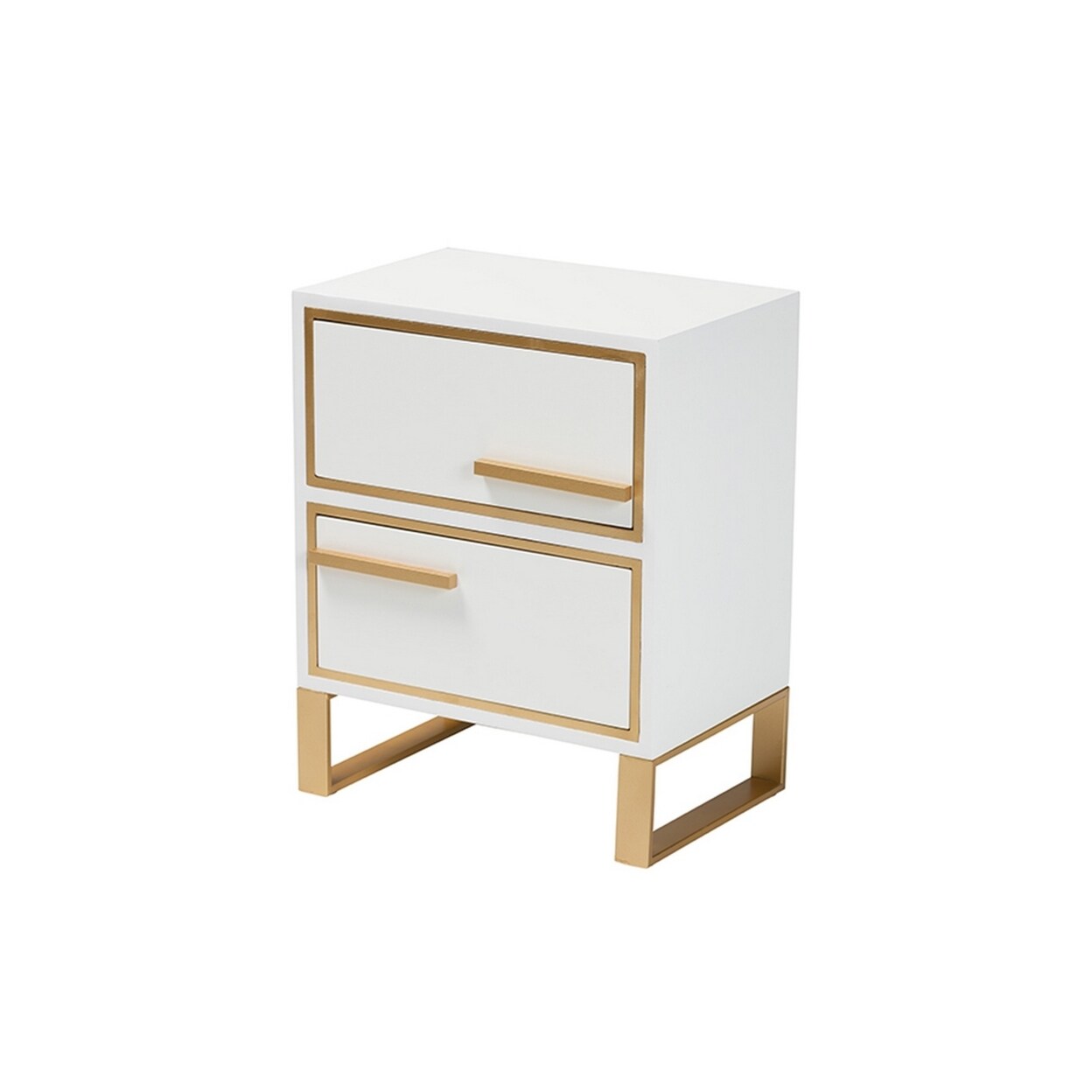 Saltoro Sherpi Baxton Studio Giolla Contemporary Glam and Luxe White Finished Wood and Gold ...