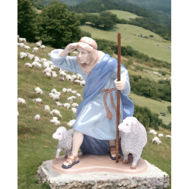 Ceramic Shepherd With Sheep Figurine 6.25InBaptism | Michaels