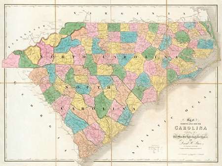 Map of North and South Carolina, 1839 Poster Print by David Burr - Item ...