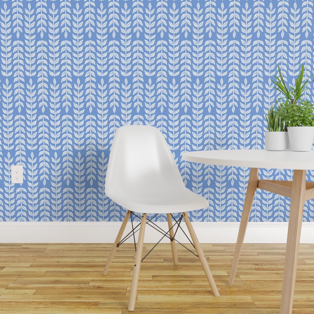 Pre Pasted Wallpaper 2ft Wide Blue Botanical Chinoiserie Jasper