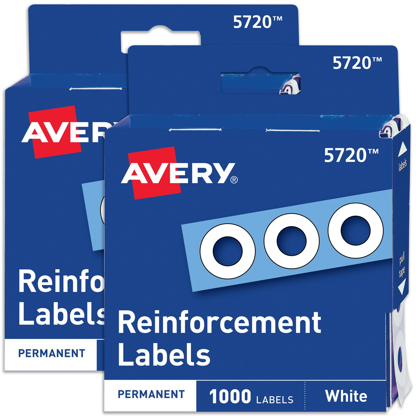 Avery Hole Reinforcement Label Stickers, White, 1,000 Per Pack, 2 Packs ...