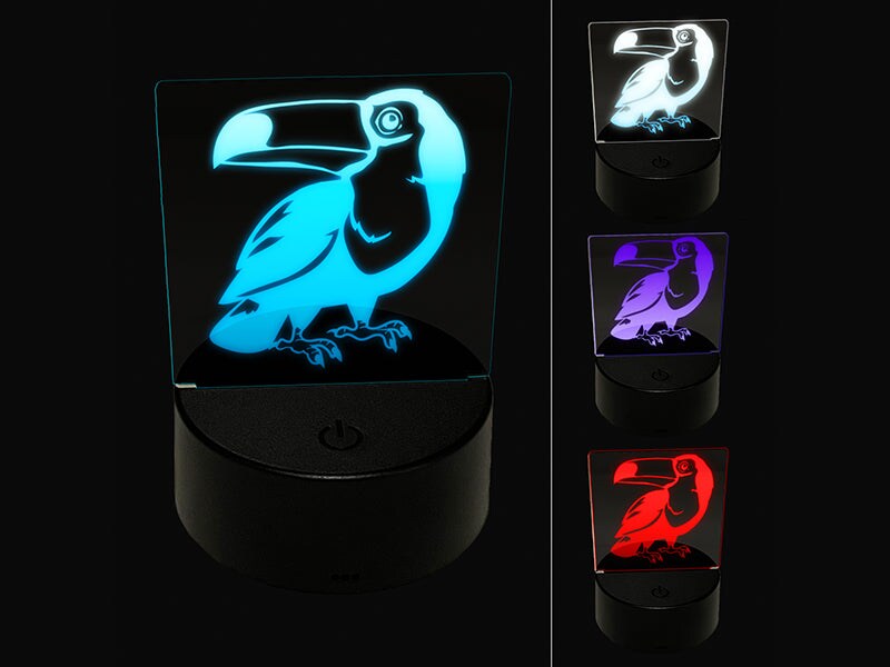Curious Toco Toucan Bird 3D Illusion LED Night Light Sign Nightstand ...