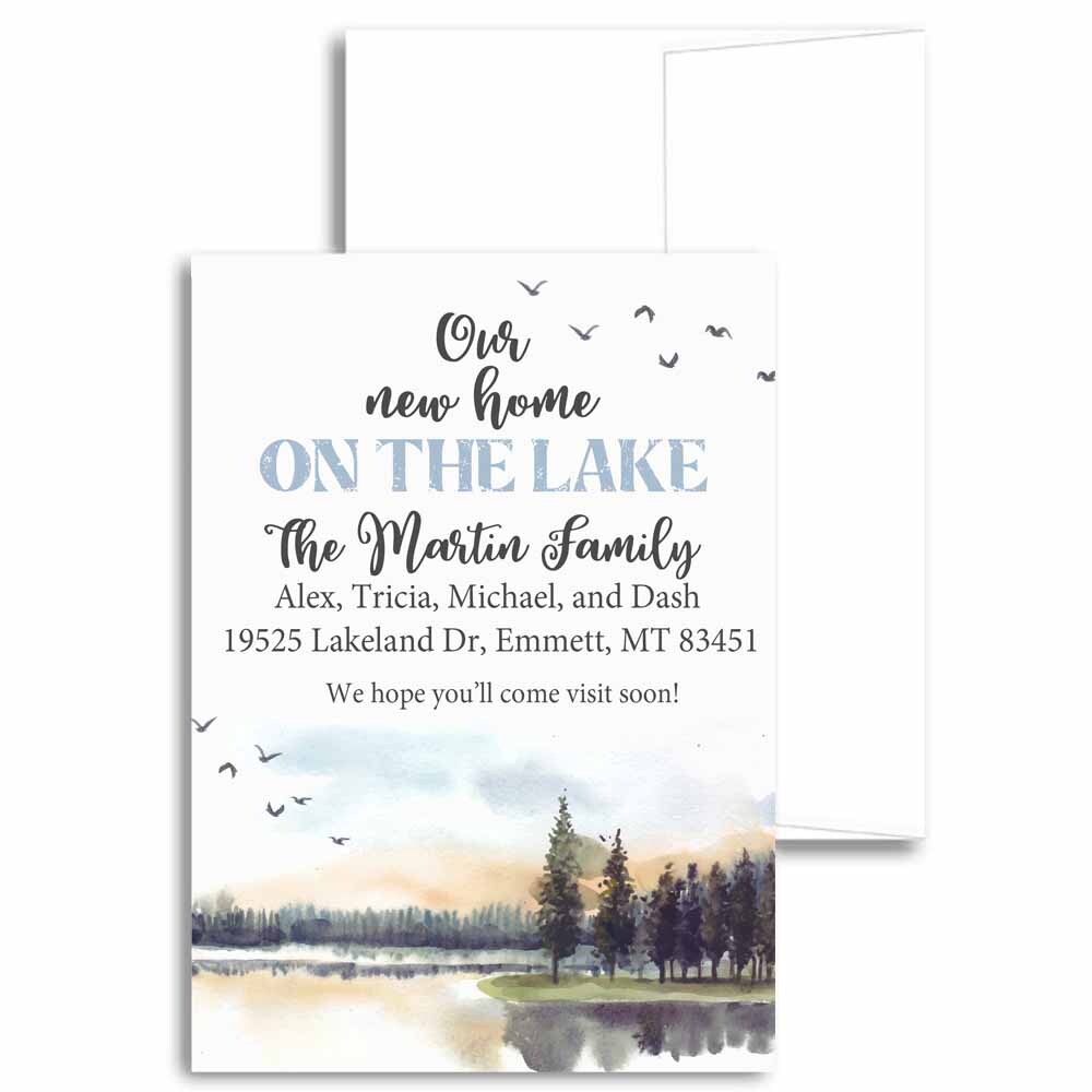 New lake home moving announcement, lake house address stationery ...