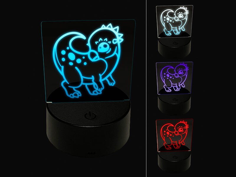 Chibi Pachycephalosaurus Dinosaur 3D Illusion LED Night Light Sign ...