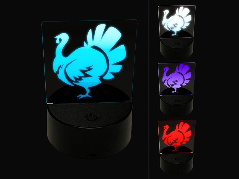 Turkey Silhouette Thanksgiving 3D Illusion LED Night Light Sign ...