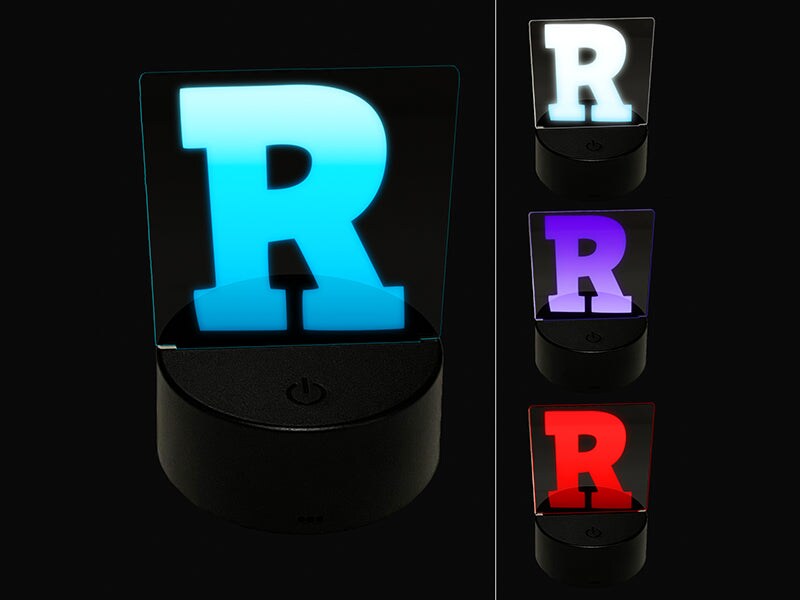Letter R Uppercase Fun Bold Font 3D Illusion LED Night Light Sign ...