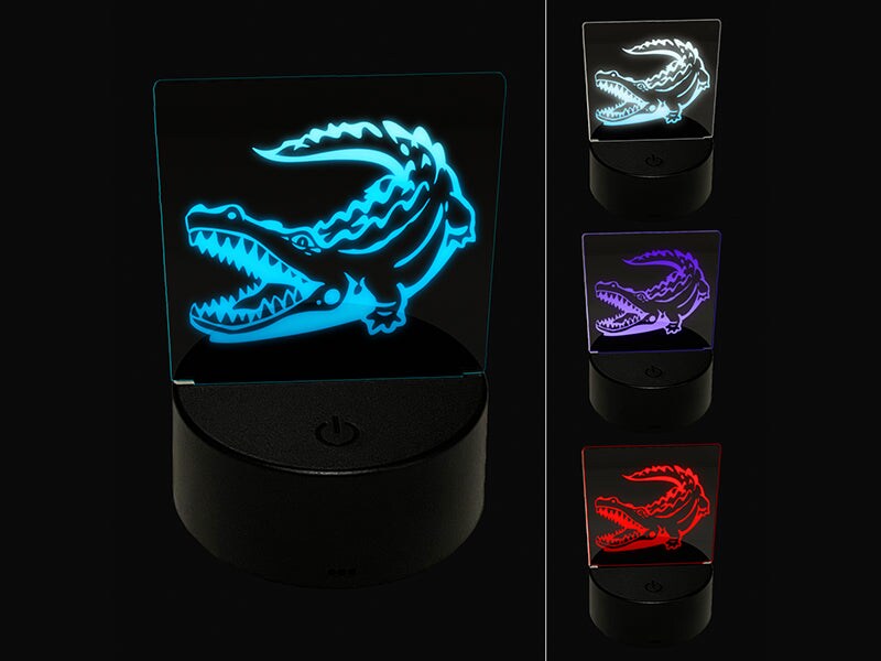 Alligator Crocodile Basking With Jaws Open 3D Illusion LED Night Light ...