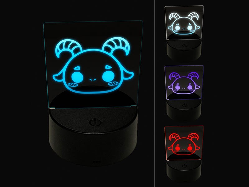 Charming Kawaii Chibi Goat Face Blushing Cheeks 3D Illusion LED Night ...