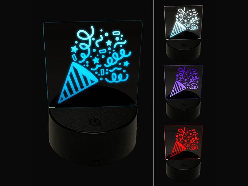 Party Popper with Confetti Celebration Birthday 3D Illusion LED Night ...