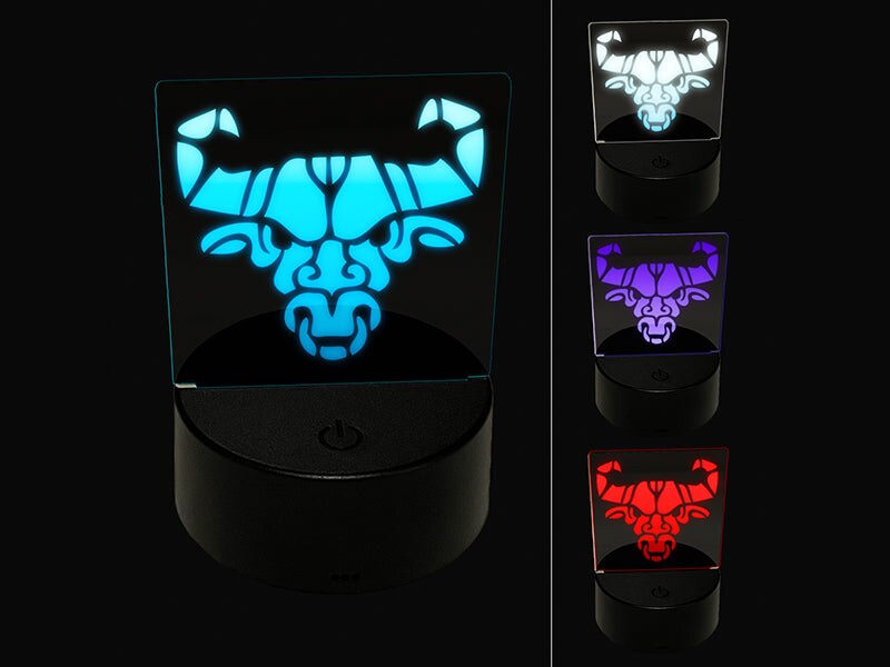 Stylized Tribal Bull Head with Nose Ring 3D Illusion LED Night Light ...