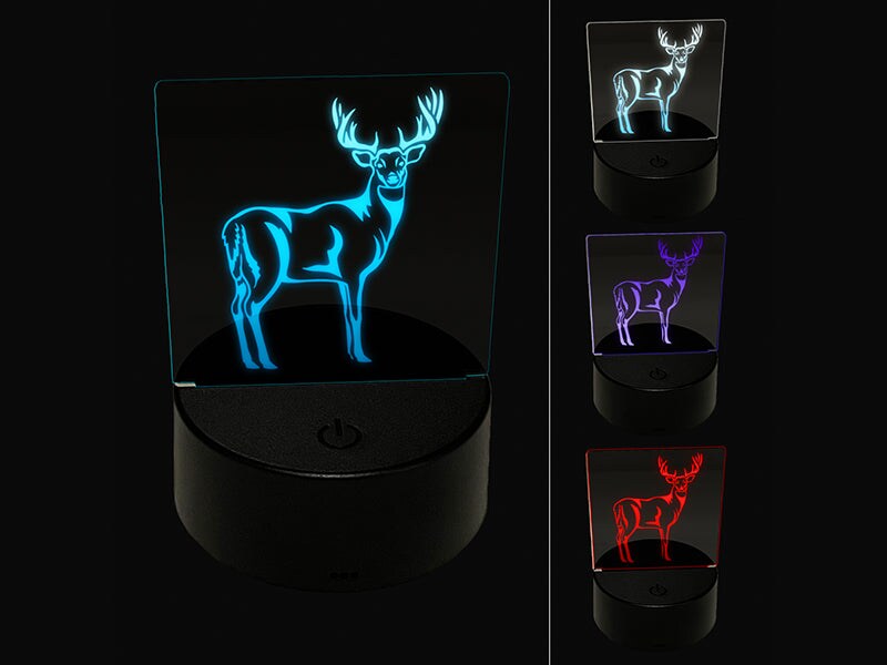 White-Tailed Deer Buck Hunting Forest Animal 3D Illusion LED Night ...