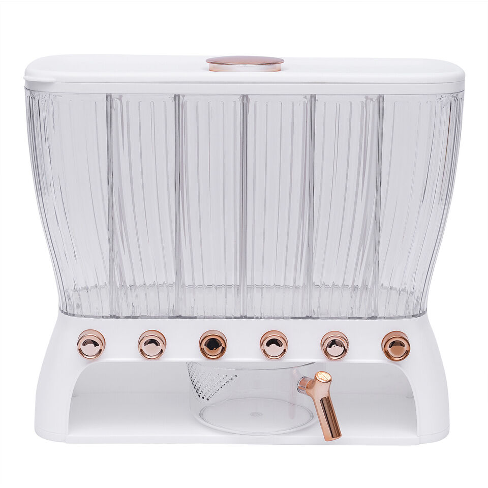 Clear Six-grid Dry Food Dispenser Rice Dispenser Kitchen Storage W/Rice ...