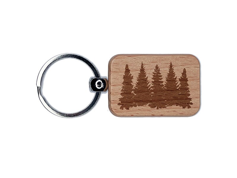 Pine Tree Forest Engraved Wood Rectangle Keychain Tag Charm | Michaels
