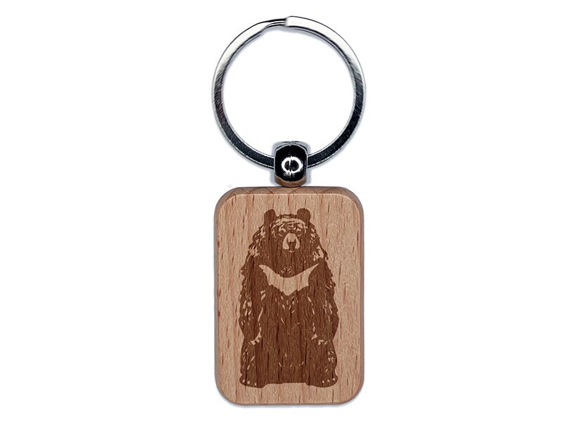 Standing Asian Black Bear White Chested Moon Bear Engraved Wood ...