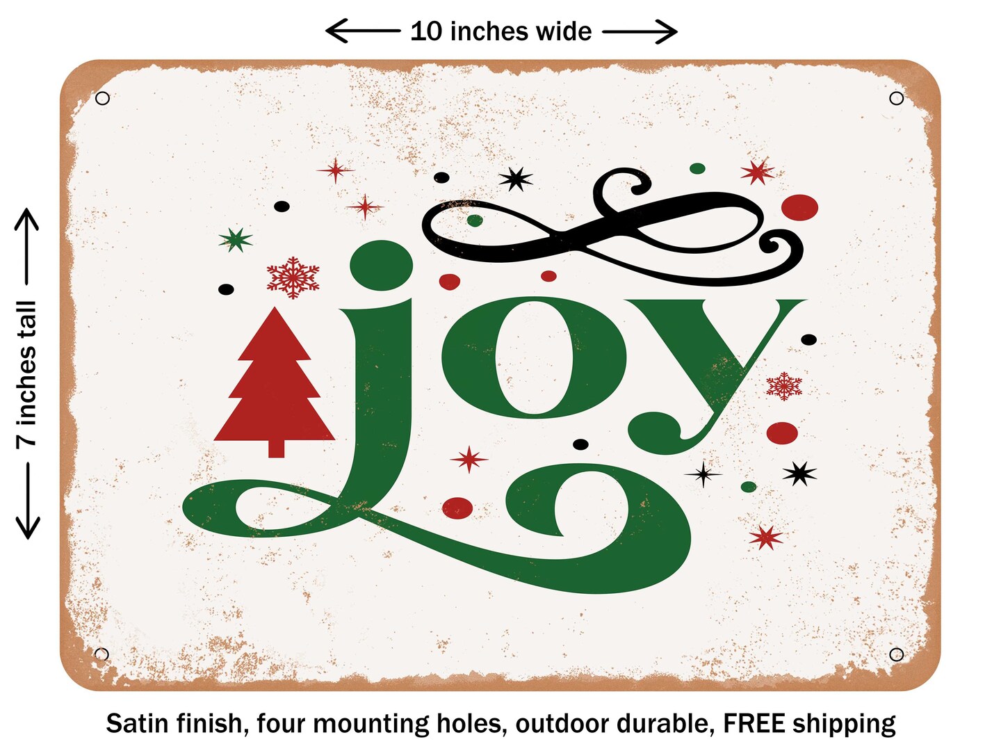 DECORATIVE METAL SIGN - Joy - Vintage Rusty Look, Size: 7 x 10 inches ...