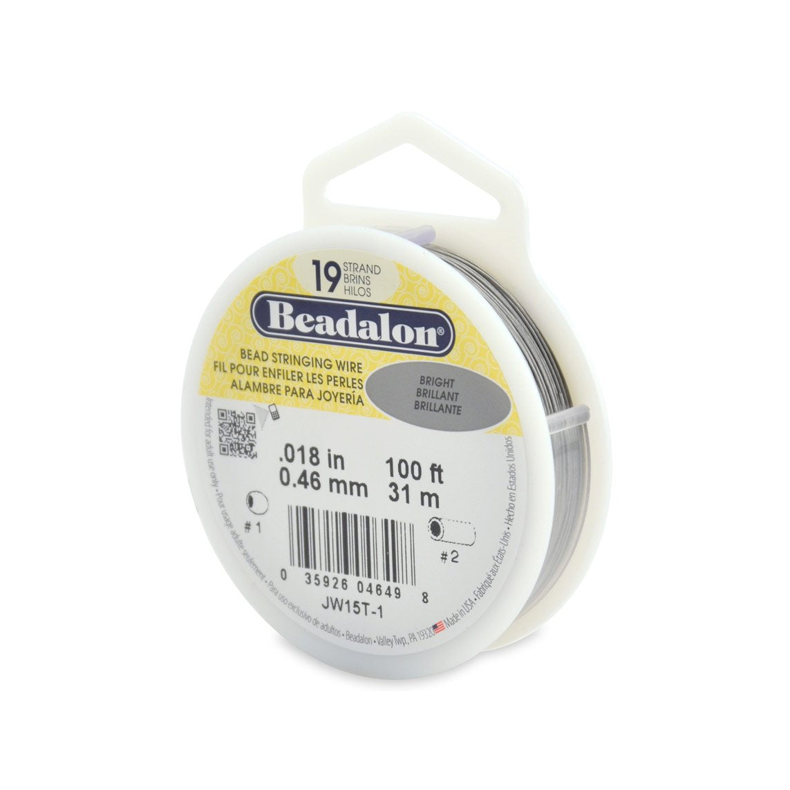 Beadalon Wire .018" 100ft Bright Silver Color 19 Strand | Michaels