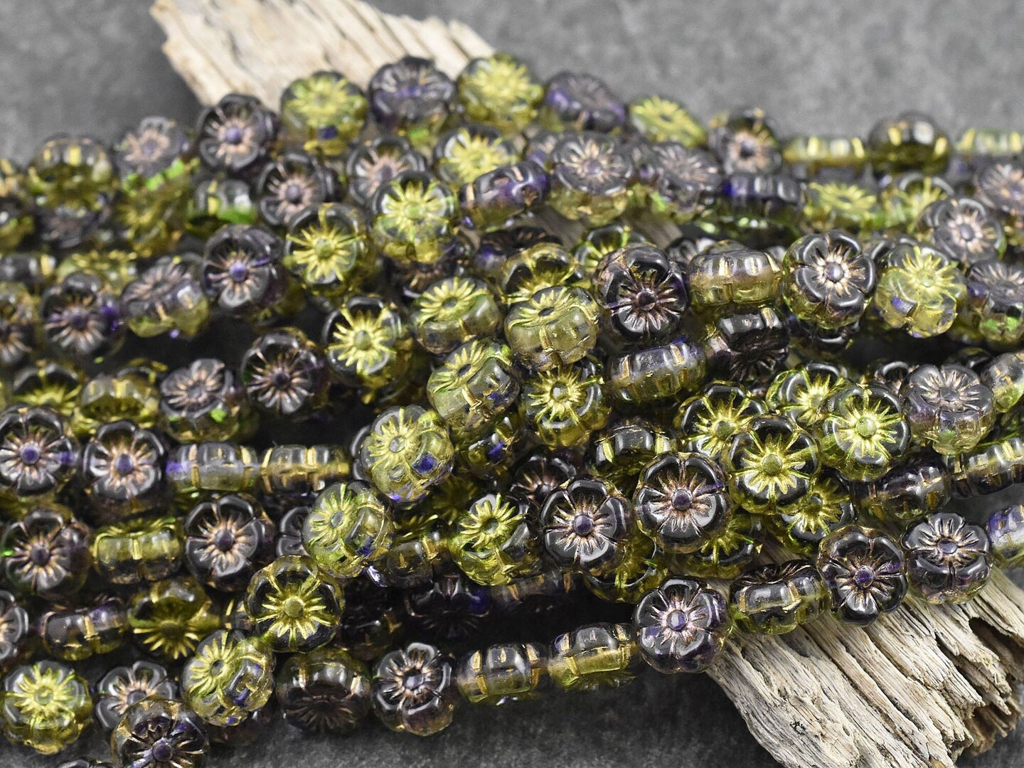 *15* 9mm Rainbow Metallic Washed Varigated Vinyard Flower Bead | Michaels