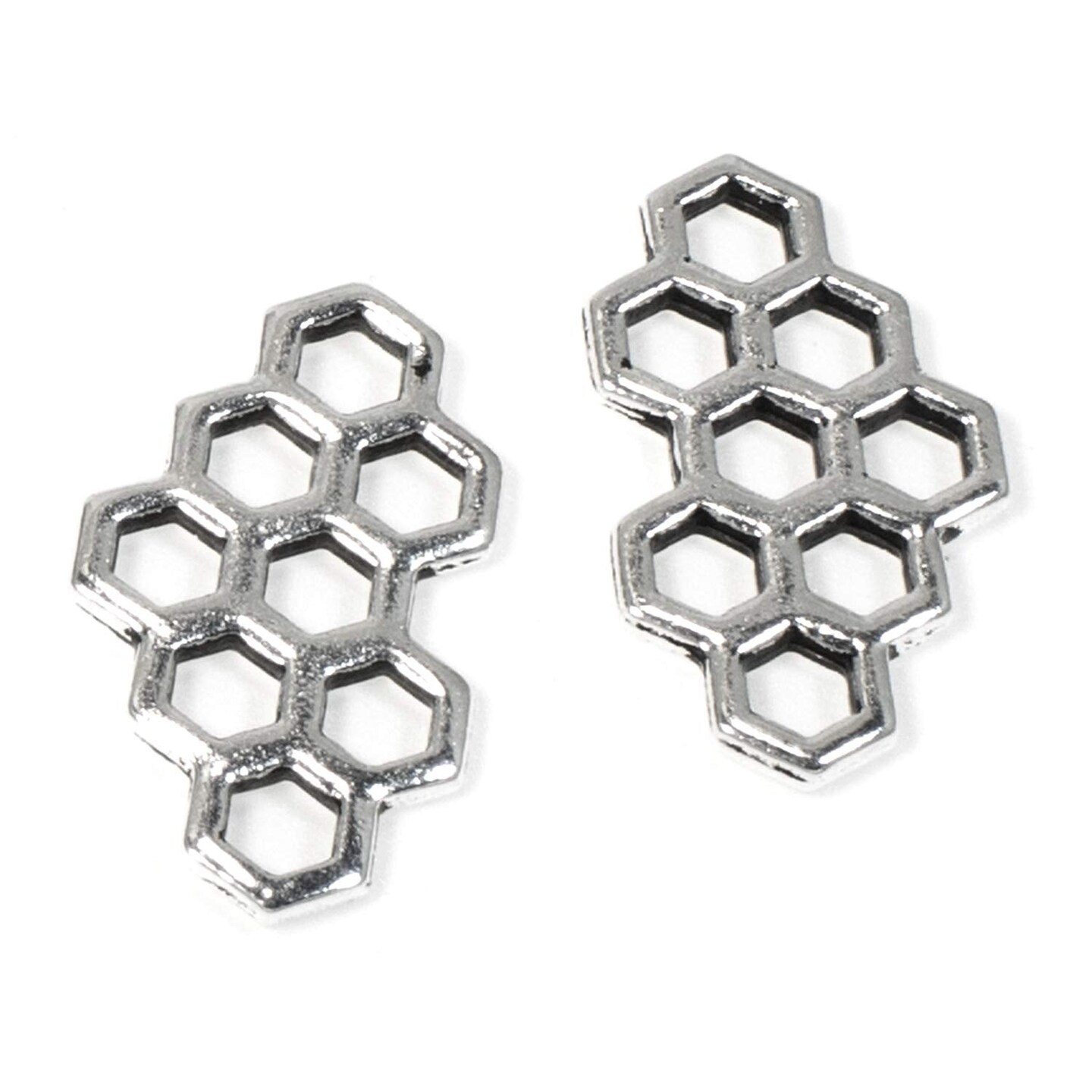 Silver Honeycomb Link, TierraCast Spring Bee Insect Connectors 4/Pkg ...