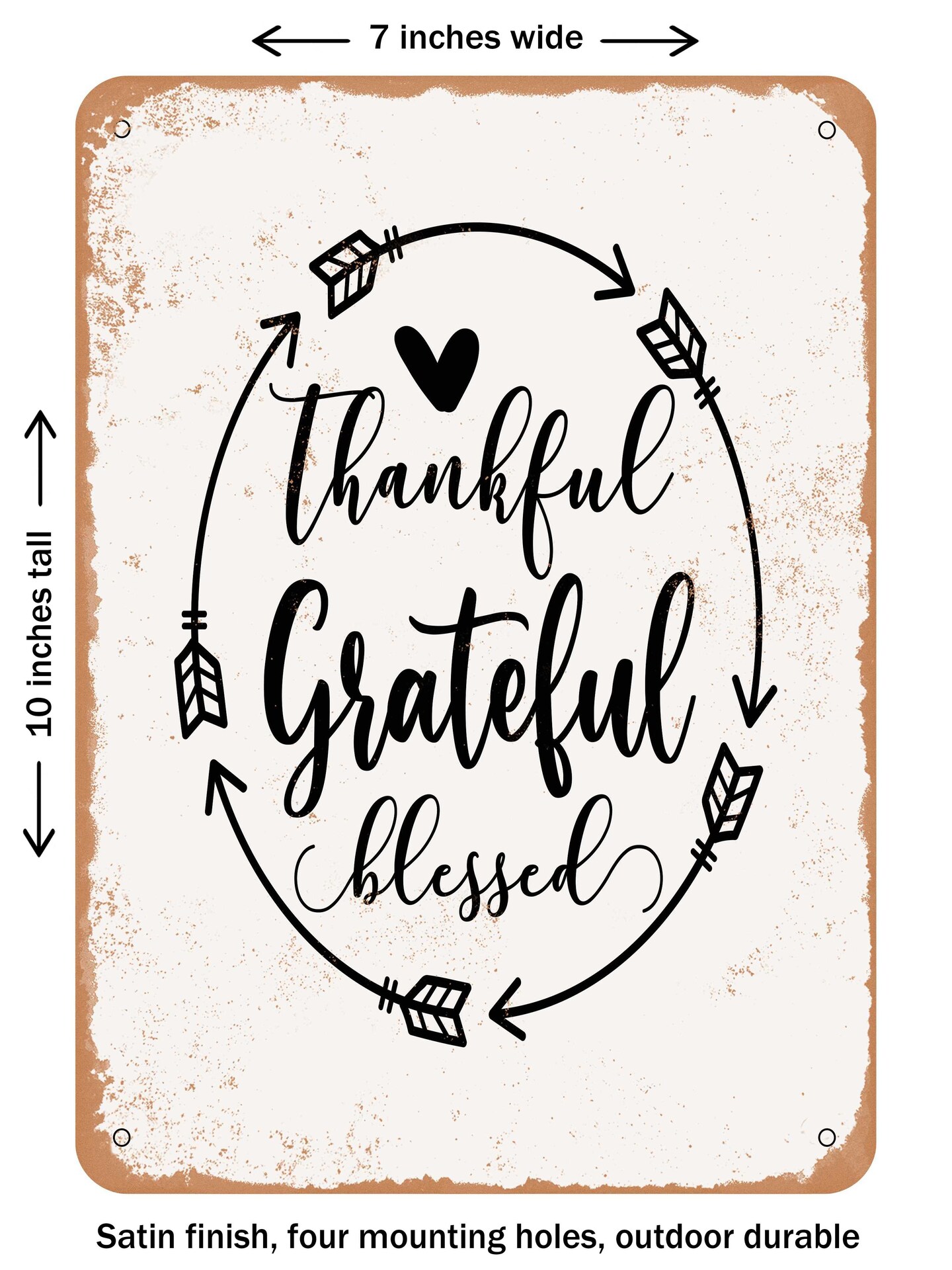 DECORATIVE METAL SIGN - Thankful Grateful Blessed - 5 - Vintage Rusty ...