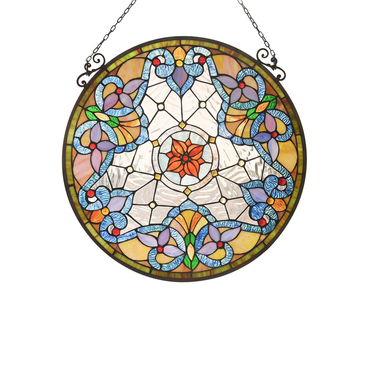 CHLOE Lighting Lighting NORAH Victorian Tiffany-glass Window Panel 24 ...