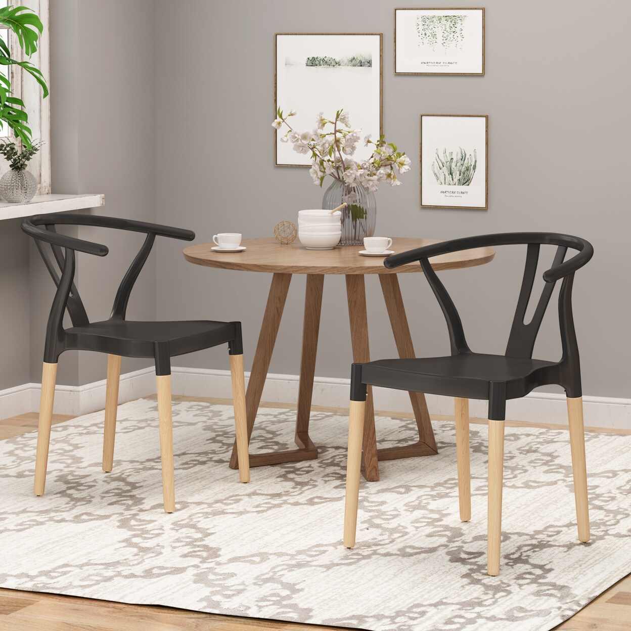 GDF Studio Victoria Modern Dining Chair with Beech Wood Legs (Set of 2 ...