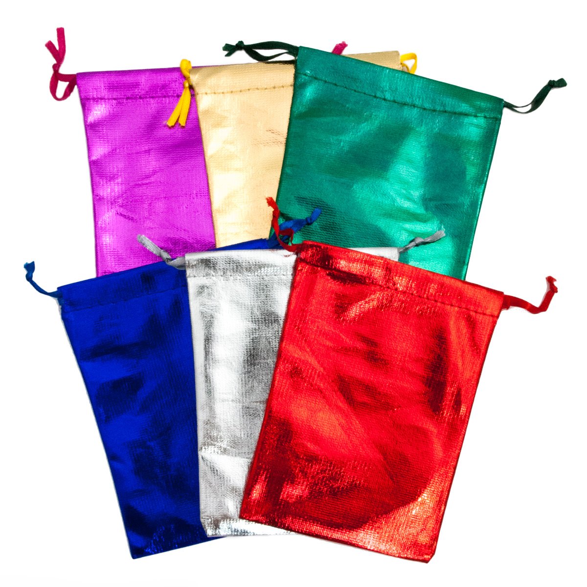 JewelrySupply 4" x 5"Assorted Metallic Color Drawstring Pouches ...