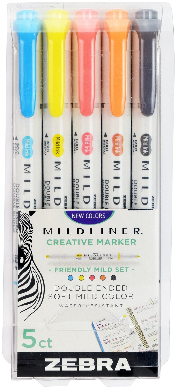 Zebra Mildliner Double Ended Marker Bold & Fine Point 5/Pkg-Friendly ...