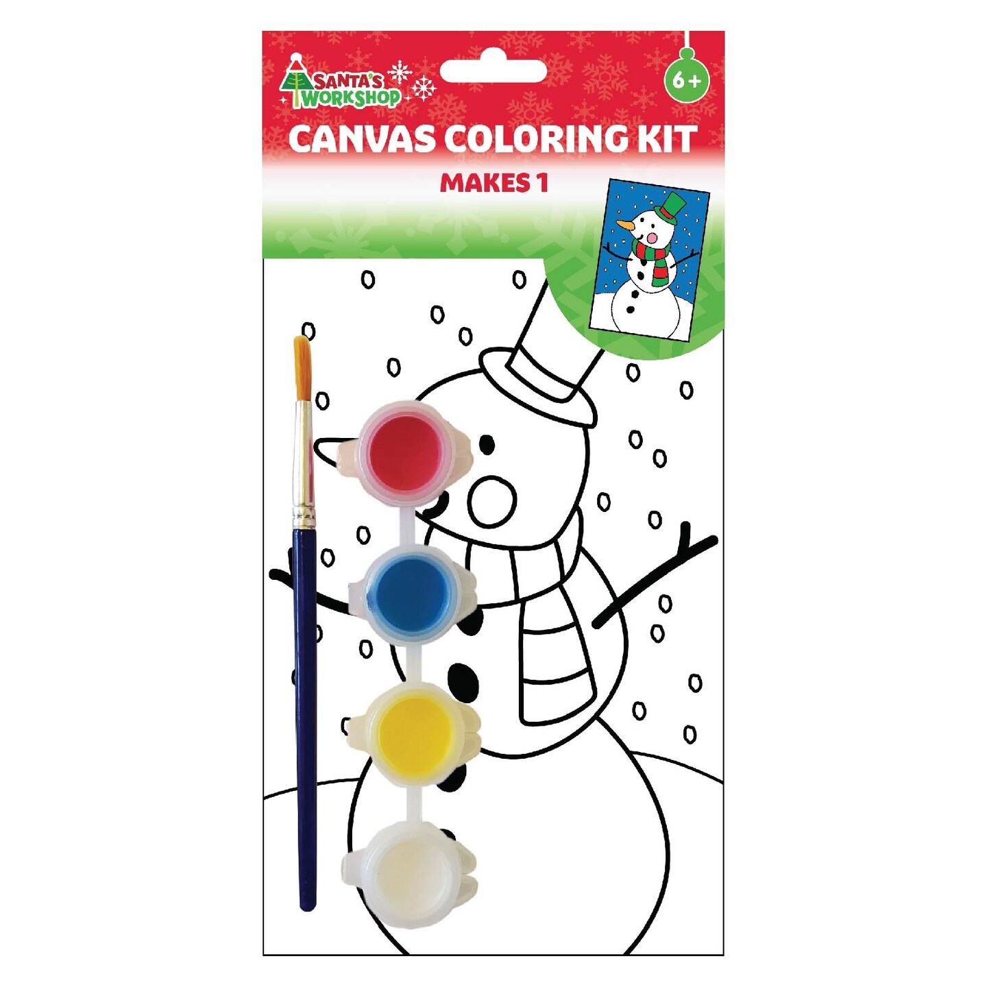 Colorbok Santa's Workshop Canvas Coloring Kit 4"X6"-Snowman, Count: 1 ...