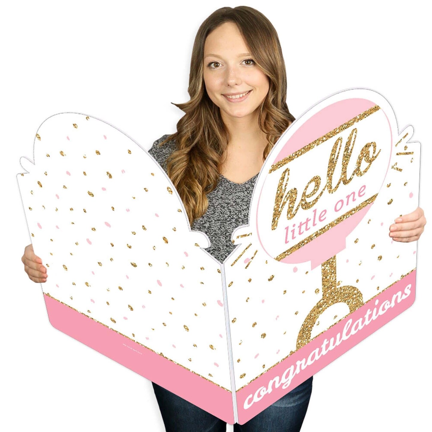 Big Dot of Happiness Hello Little One - Pink and Gold - Congratulations ...