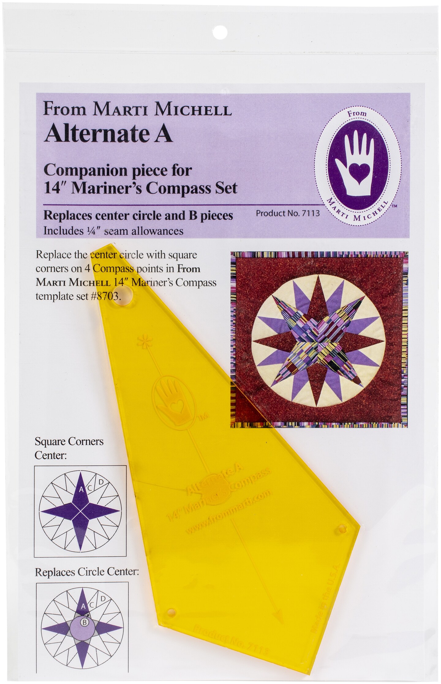 Marti Michell 14" Alternate A Mariner's Compass Template- | Michaels