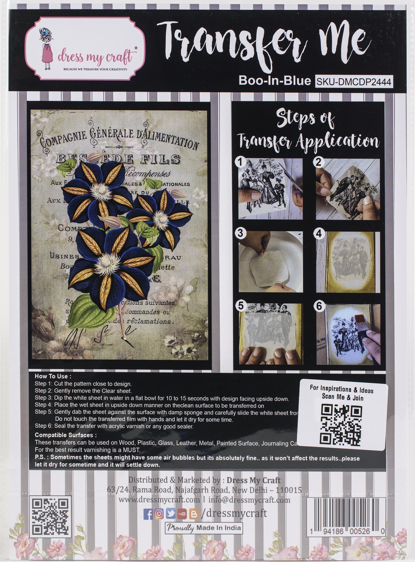 Dress My Craft Transfer Me Sheet A4-Boo-In-blue | Michaels