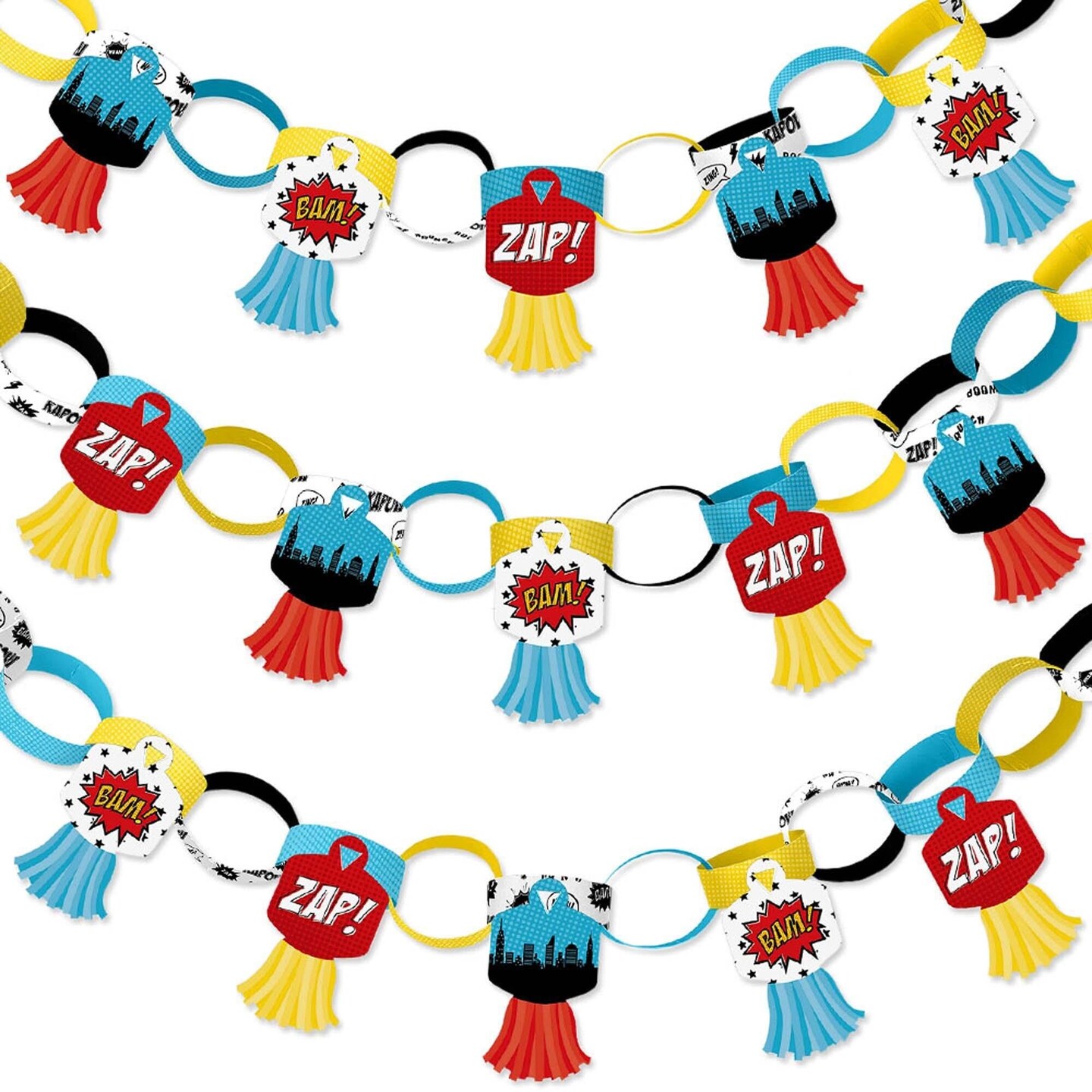 Big Dot of Happiness Bam Superhero - 90 Chain Links and 30 Paper ...