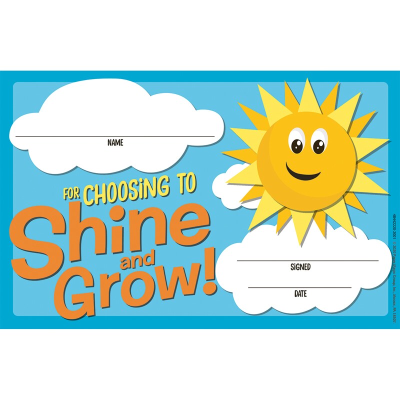 Growth Mindset Choosing to Shine & Grow Recognition Award, Pack of 36 ...
