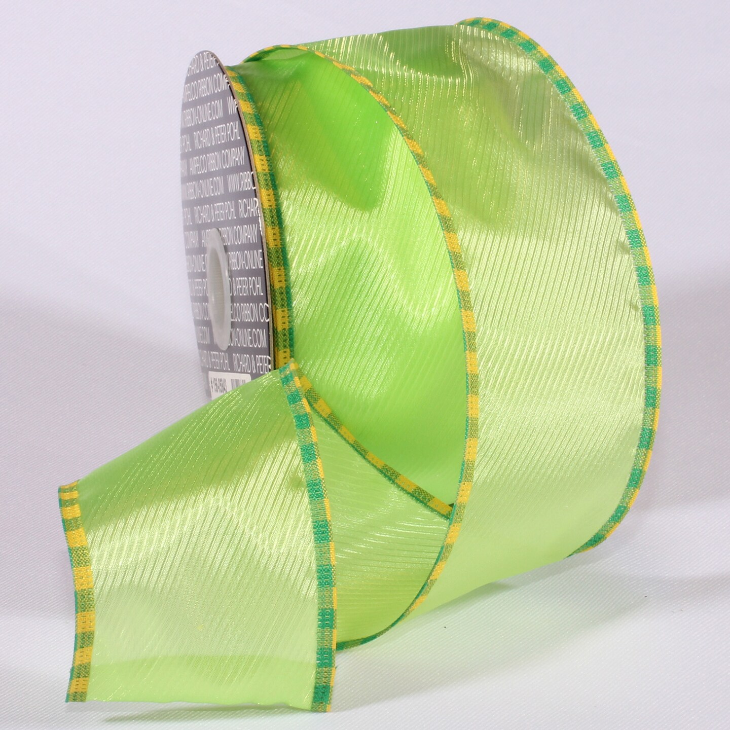 The Ribbon People Sheer Green and Yellow Summer Checked Edge Wired ...