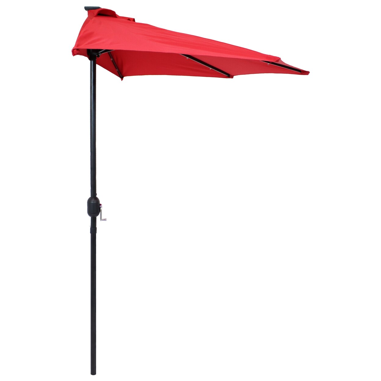 Sunnydaze 9 ft Solar Steel Half Patio Umbrella with Crank - Red by ...