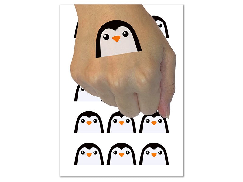 Peeking Penguin Temporary Tattoo Water Resistant Fake Body Art Set ...