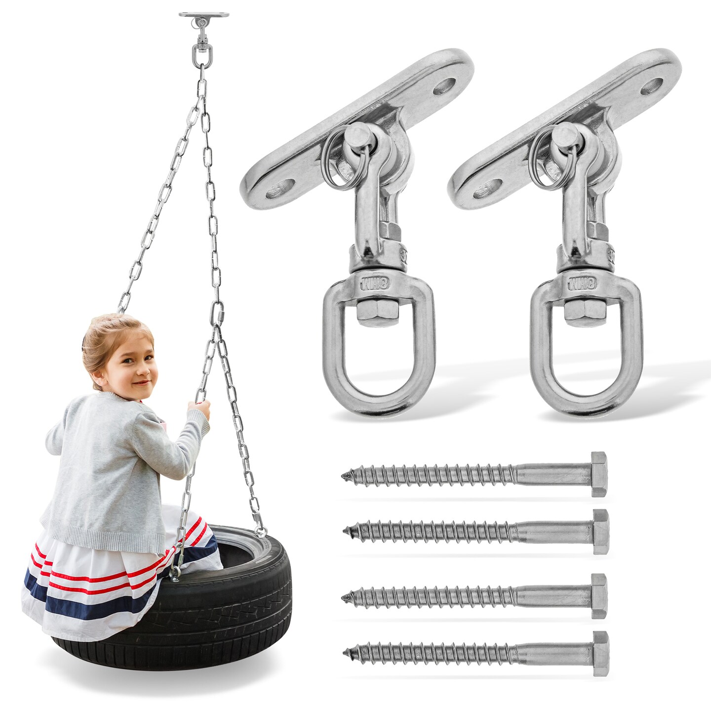 Get Out! Tire Swing Swivel Hanger 2000lb Spinner Hardware Mount for ...