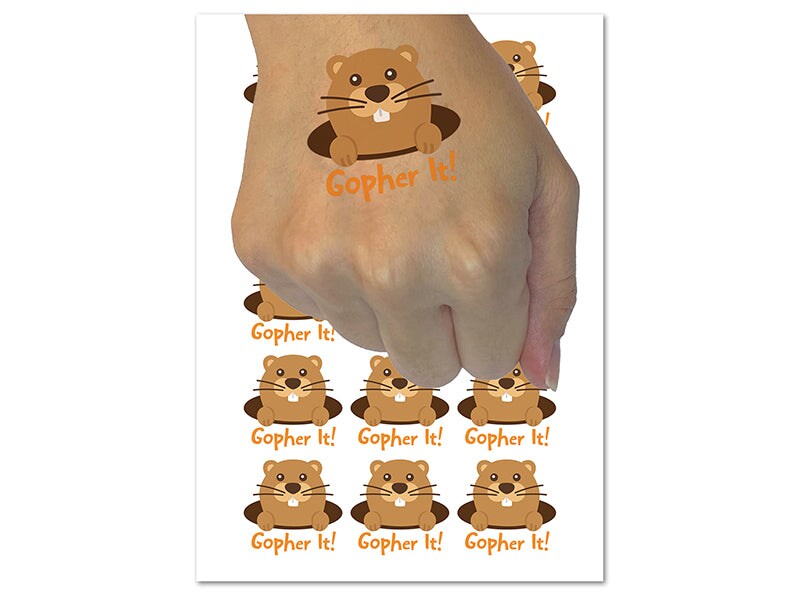 Peeking Gopher Go For It Temporary Tattoo Water Resistant Fake Body Art ...